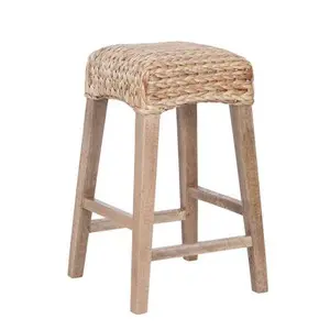 JONATHAN Y Maui Hyacinth/wood Backless Stool Natural (25.5" Counter Stool)